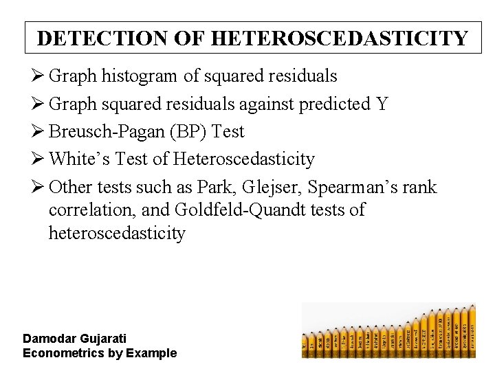 CHAPTER 5 REGRESSION DIAGNOSTIC II HETEROSCEDASTICITY Damodar Gujarati