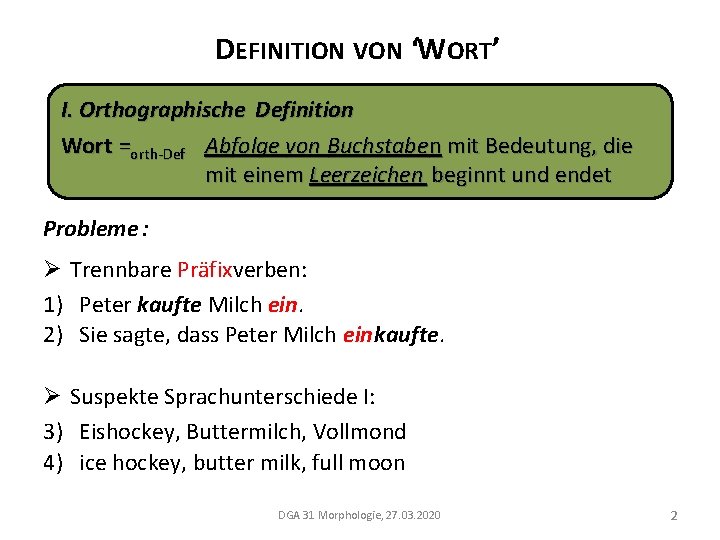DGA 31 MORPHOLOGIE 17 Mrz 2020 Winfried Lechner