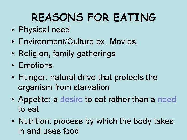 NUTRITION NUTRIENTS Substances contained in food that an