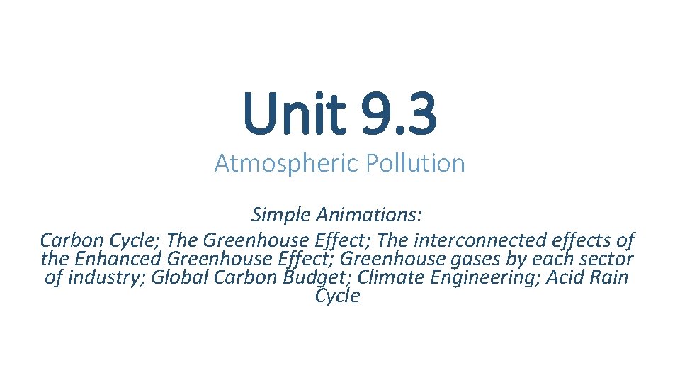 Unit 9 3 Atmospheric Pollution Simple Animations Carbon