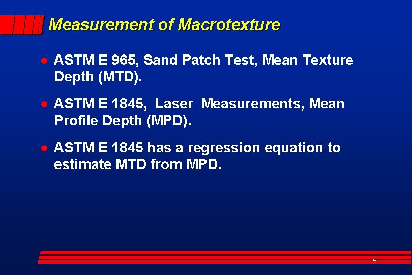 COMPARISON OF MPD VALUES FROM HIGHSPEED LASER MEASUREMENTS