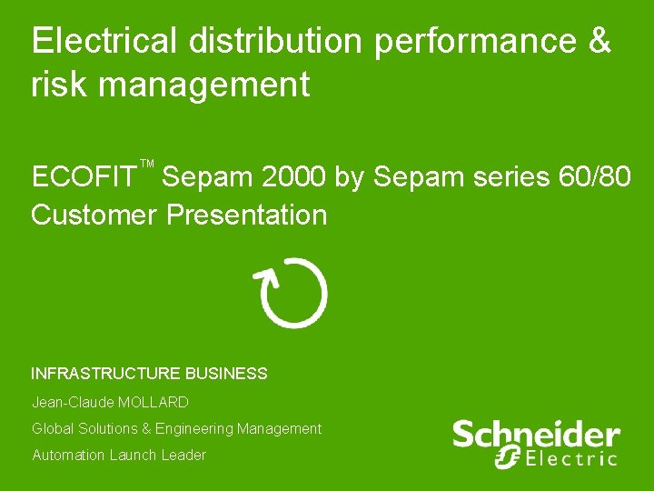 Electrical distribution performance risk management TM ECOFIT Sepam