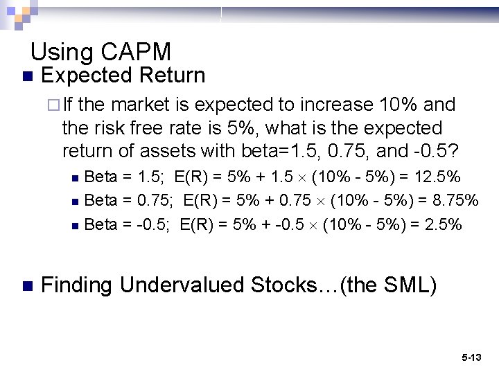 Investments Analysis and Behavior Chapter 5 Asset Pricing