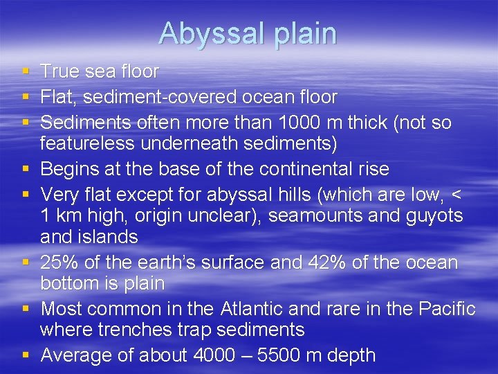 Structure of Ocean Basins Chapter 4 Continental shelves