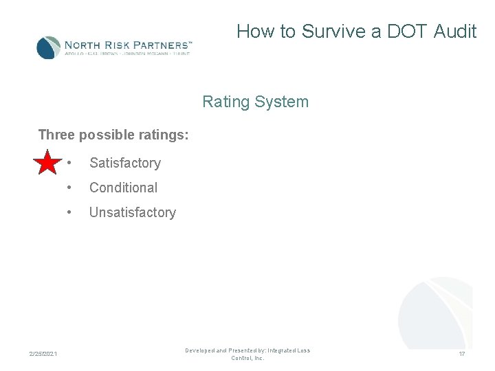 How to Survive a DOT Audit Presented By