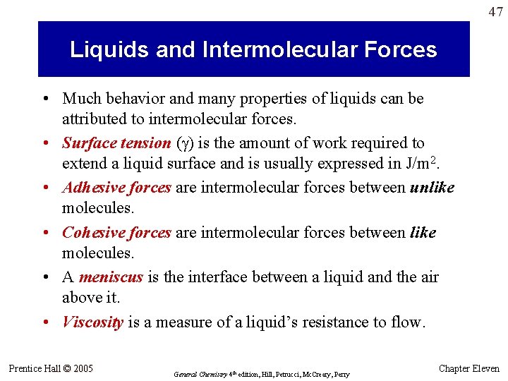 Chapter Eleven 1 States of Matter and Intermolecular