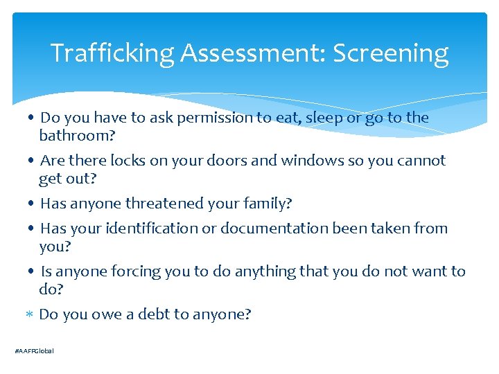 Identification and Management of Victims of Human Trafficking