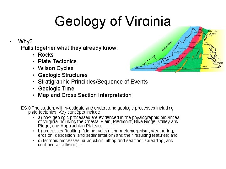 Geology of Virginia Why Pulls together what they