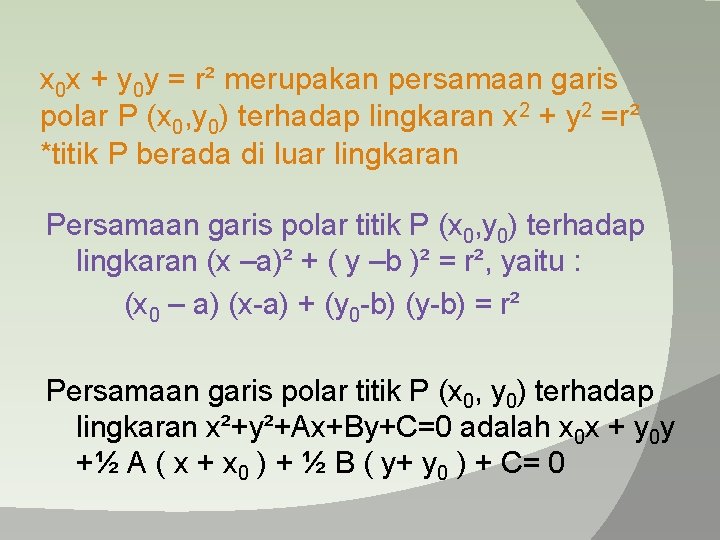 GARIS POLAR PADA LINGKARAN Presented by KELOMPOK 3