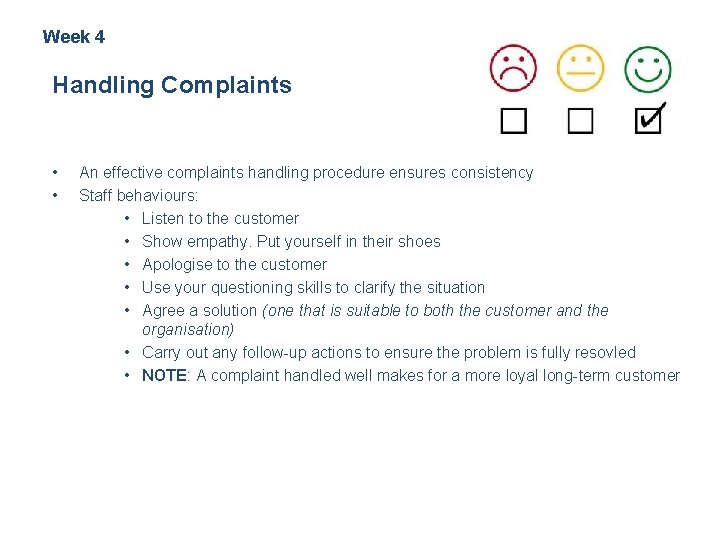 Week 4 Handling Complaints Empowering Staff Customer Aftercare