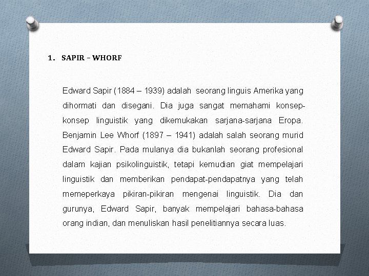 TEORI HIPOTESIS SAPIR WHORF KELOMPOK 4 Hany Syfna