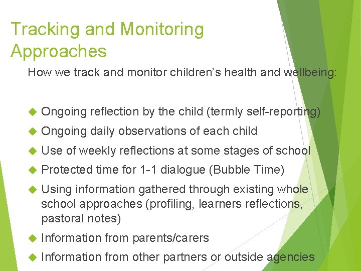 Tracking and Monitoring Health and Wellbeing Springfield Primary