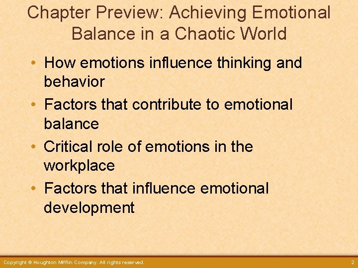 Chapter Nine Achieving Emotional Balance in a Chaotic