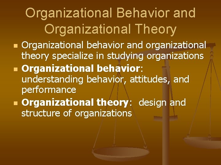 Defining Organizational Behavior n n The field of