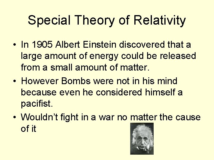 Einstein and the Atomic Bomb Special Theory of