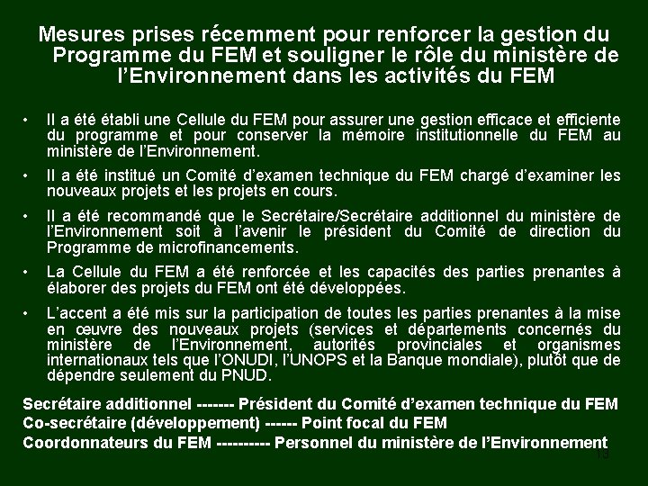 Atelier sousrgional pour les points focaux du FEM