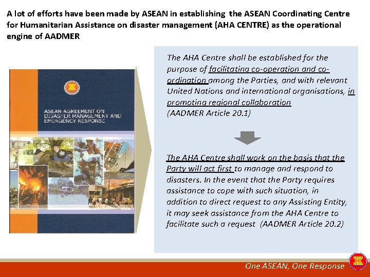 ASEAN COOPERATION ON DISASTER MANAGEMENT Disaster Management Humanitarian