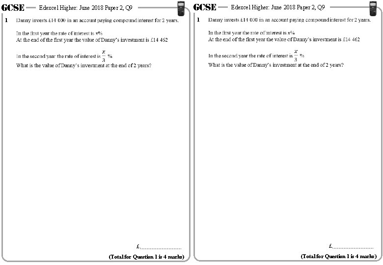 Repeated Percentage Change Mixed Higher GCSE Questions These