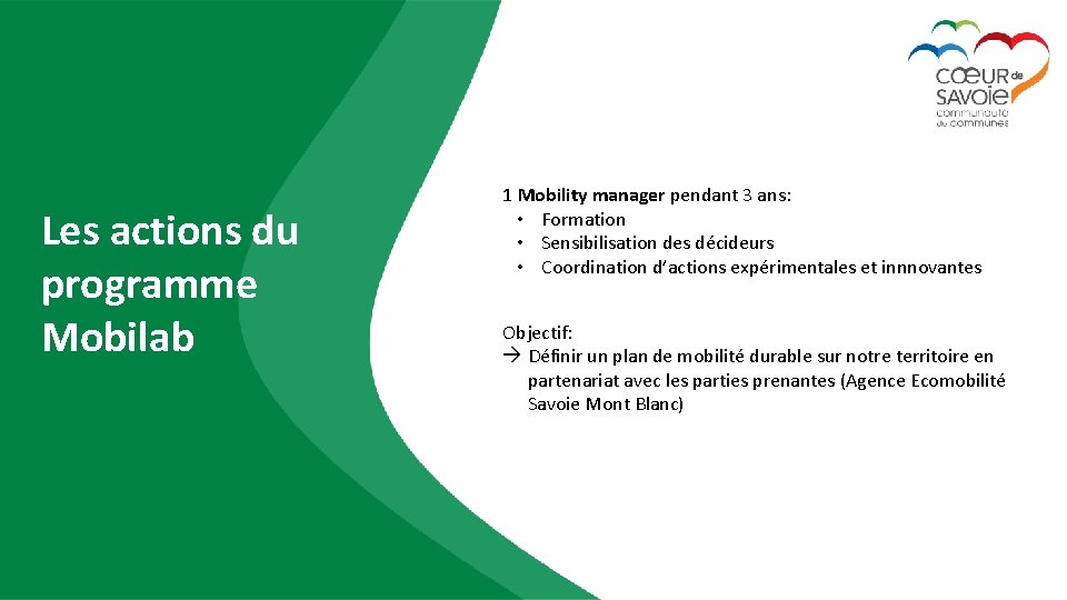 PRESENTATION DU PROJET MOBILAB DE LA COMMUNAUTE DAGGLOMERATION