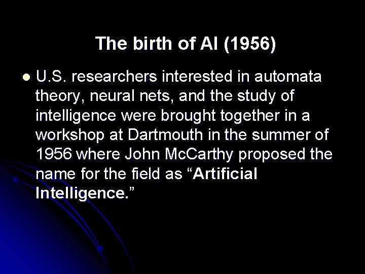 History of Artificial IntelligenceAI Lecture 2 Prehistory of