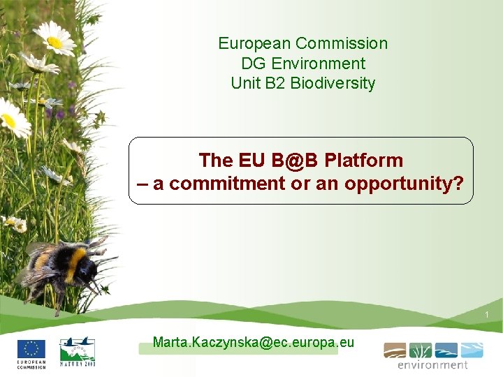 European Commission DG Environment Unit B 2 Biodiversity