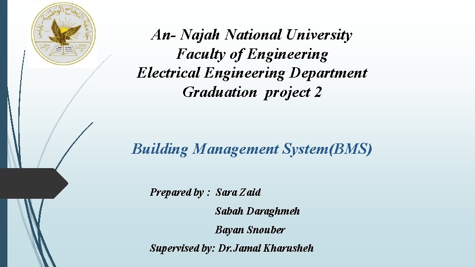 An Najah National University Faculty of Engineering Electrical