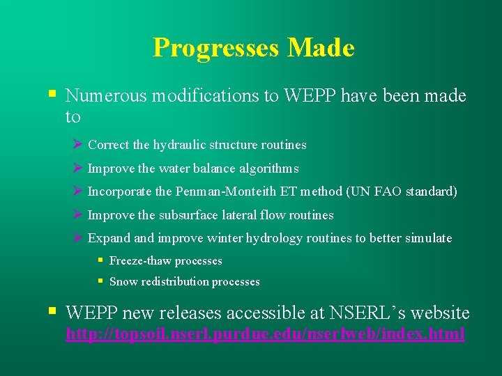WEPPA ProcessBased Hydrology and Erosion Model for Watershed
