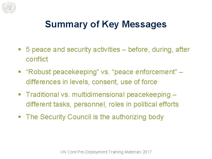 Module 1 An Overview of United Nations Peacekeeping