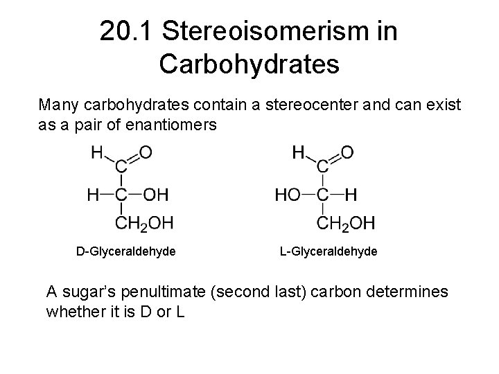 Biochemistry Chapter 20 Carbohydrates Problem Sets PS1 Sections
