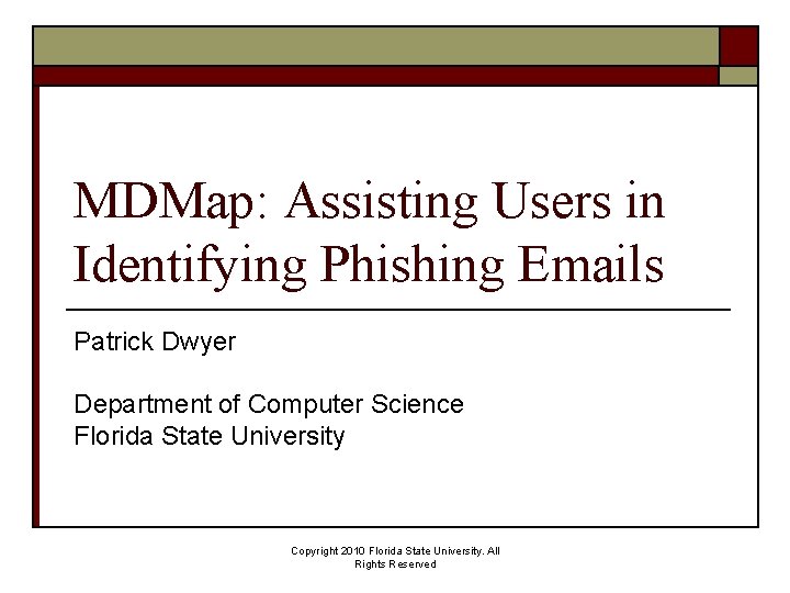 MDMap Assisting Users in Identifying Phishing Emails Patrick