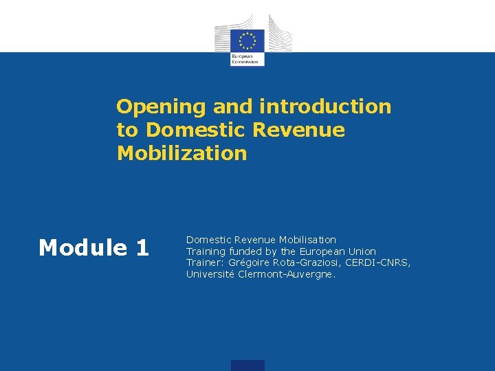 Opening and introduction to Domestic Revenue Mobilization Module