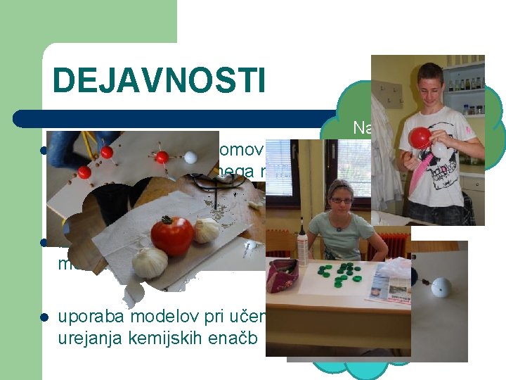 MODELI ATOMOV IN MOLEKUL ZA KEMIJSKE ENABE Danica