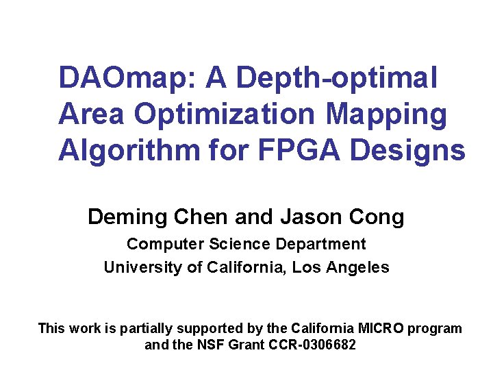 DAOmap A Depthoptimal Area Optimization Mapping Algorithm for