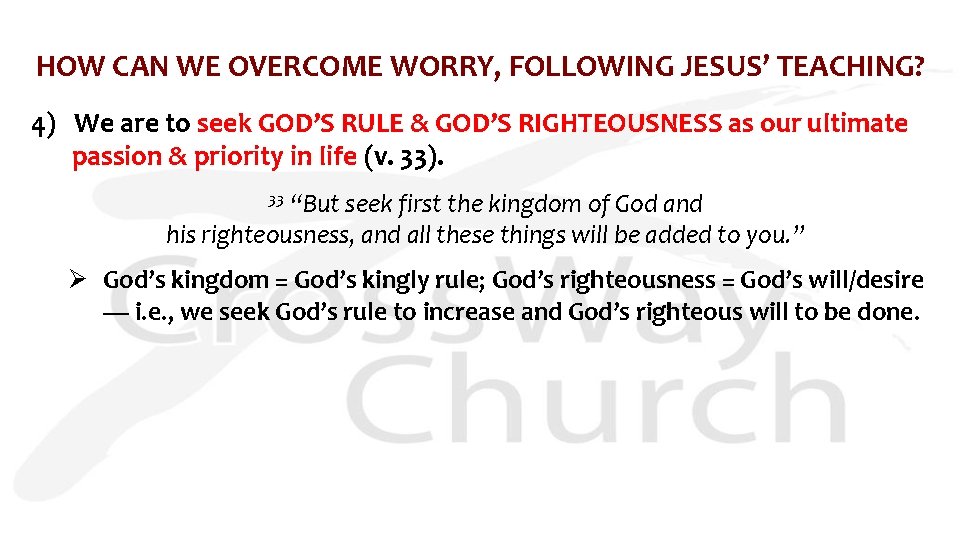 Overcoming Worry The Sermon on the Mount Series