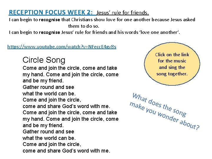 Reception Friends Topic Early Years RECONCILIATION INTERRELATING Background