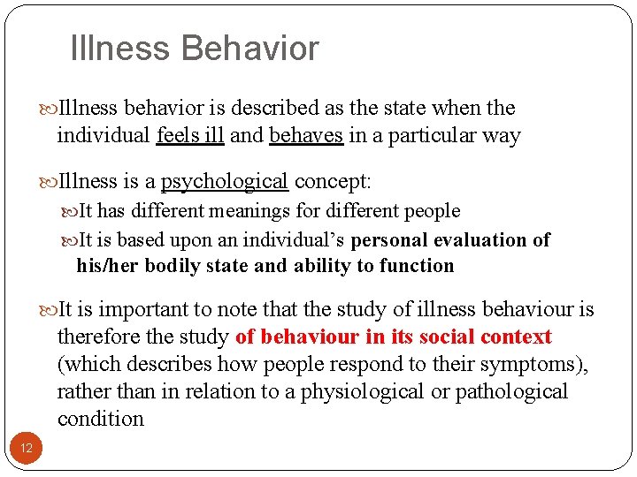 Illness behavior Dr Jasim N AlAsadi 2018 2019
