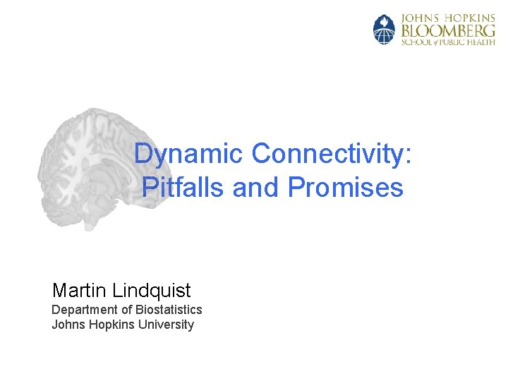 Dynamic Connectivity Pitfalls and Promises Martin Lindquist Department