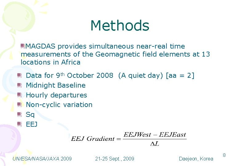 A STUDY OF EQUATORIAL ELECTROJET OVER AFRICA FROM