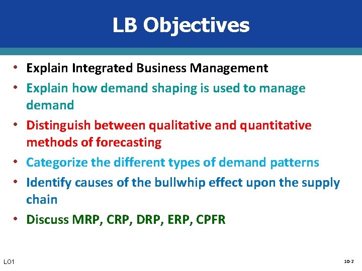 Supply Chain Management Principles LB I Demand Planning