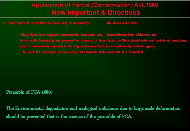 Forest Conservation Act 1980 Forest Conservation Rules 2003