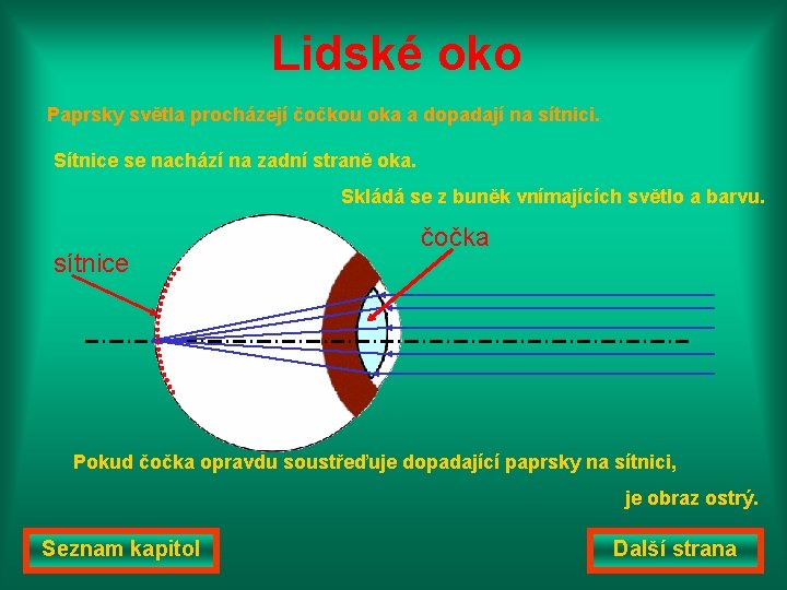 Lom svtla F f oky lidsk oko Autor