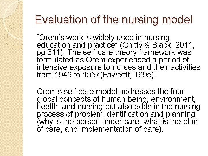 Dorothea Orem Jennifer Ames Charles Dietrich Holly Leveille