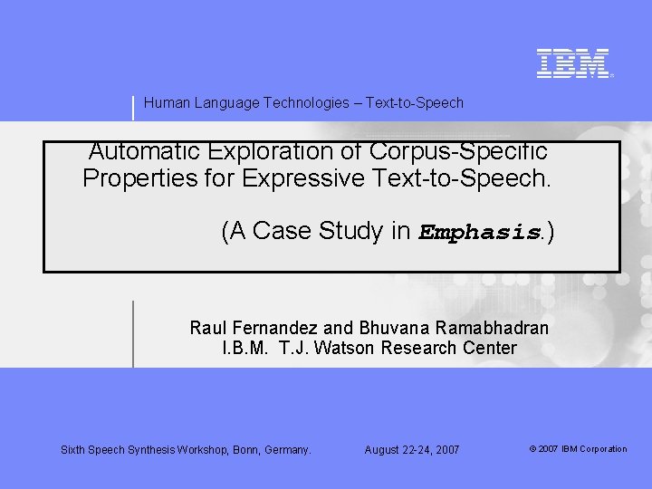 Human Language Technologies TexttoSpeech Automatic Exploration of ...