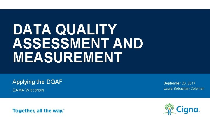 DATA QUALITY ASSESSMENT AND MEASUREMENT Applying the DQAF