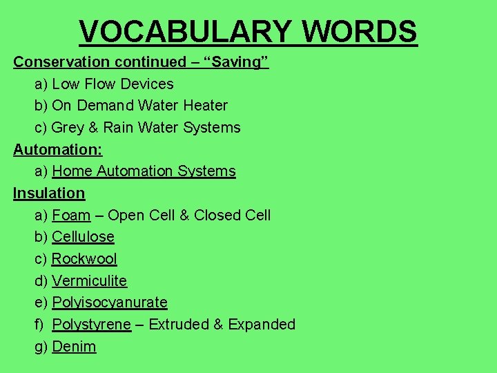Green Revolution Part 2 Conservation Part 2 VOCABULARY