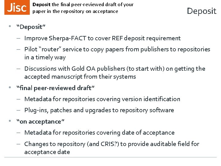 OA and REF Jisc support Neil Jacobs Head