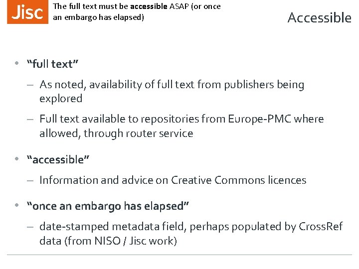 OA and REF Jisc support Neil Jacobs Head
