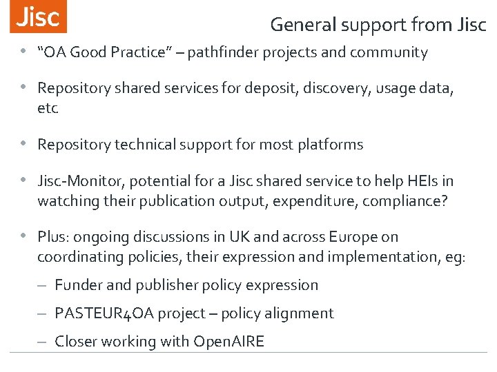 OA and REF Jisc support Neil Jacobs Head