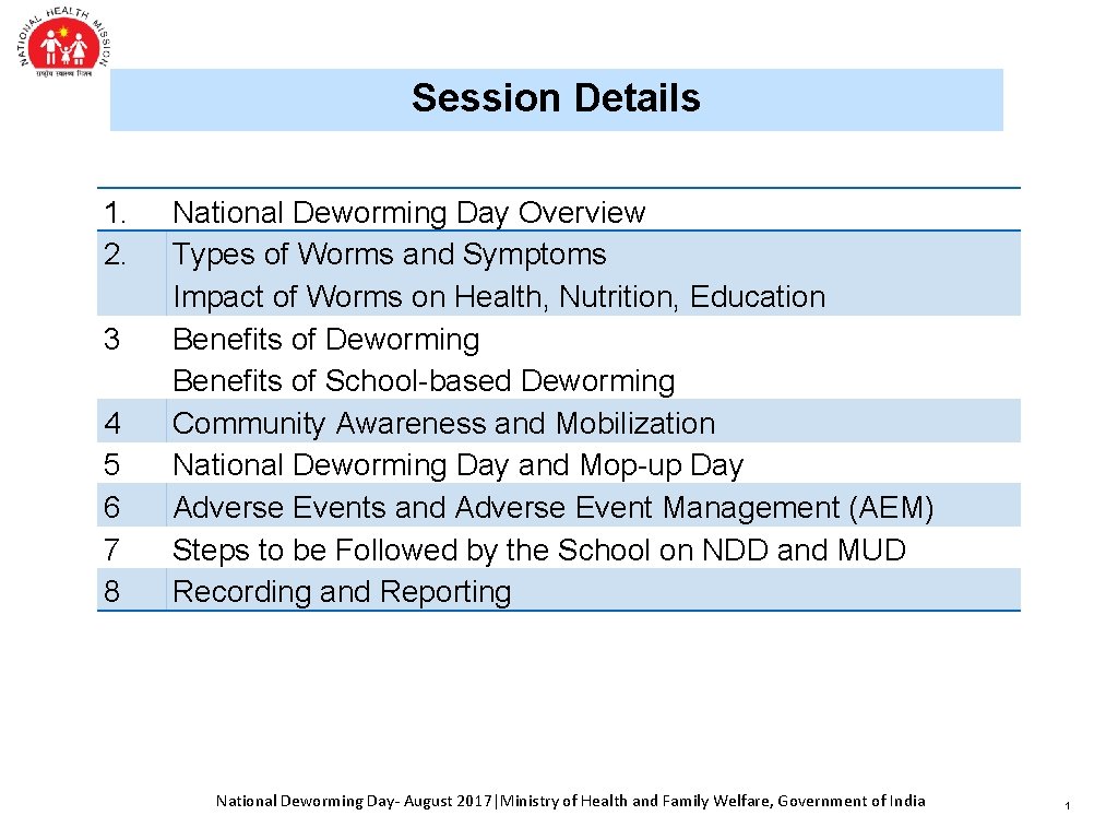 National Deworming Day August 2017 Training of School