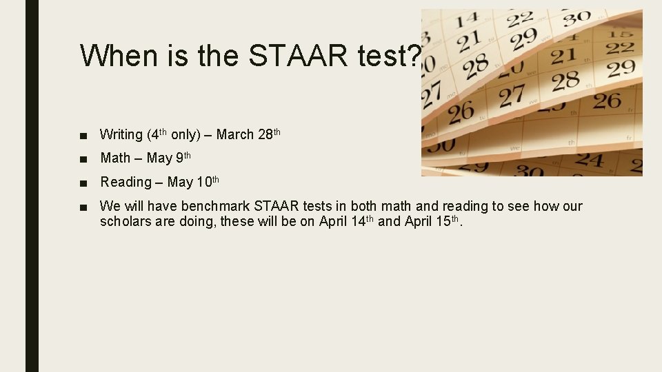 STAAR INFORMATION NIGHT Together we will TRIUMPH What